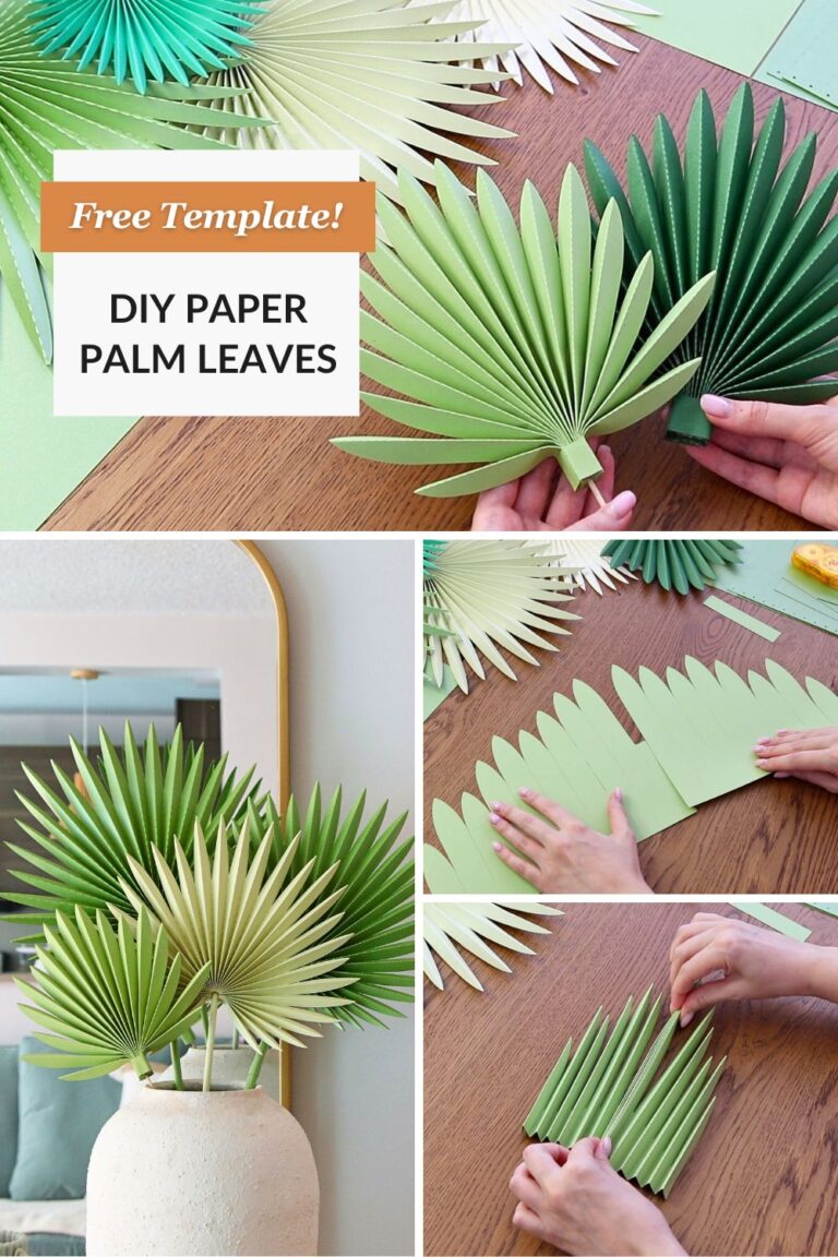 How To Make Paper Palm Leaves DIY (+ FREE Template) - FancyBloom ...