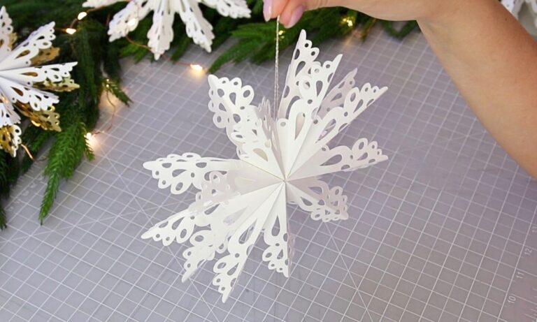 How To Make A 3D Paper Snowflake Ornament: Easy West Elm Dupe! - FancyBloom