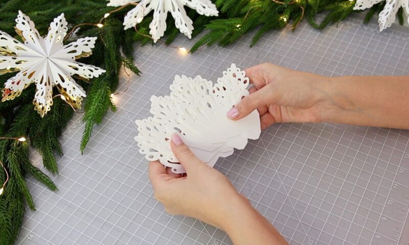 How To Make A 3D Paper Snowflake Ornament: Easy West Elm Dupe! - FancyBloom