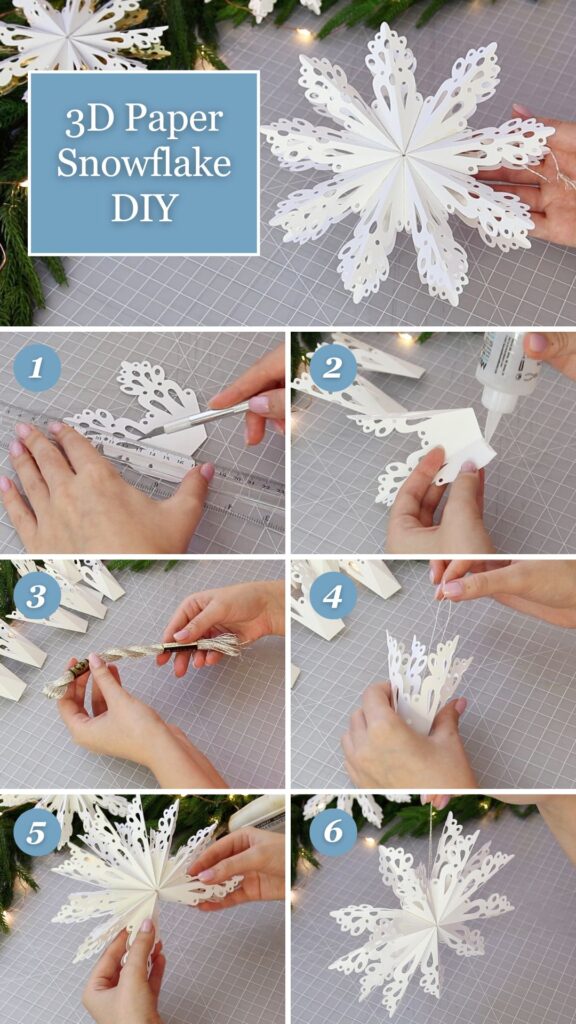 How To Make A 3D Paper Snowflake Ornament: Easy West Elm Dupe! - FancyBloom
